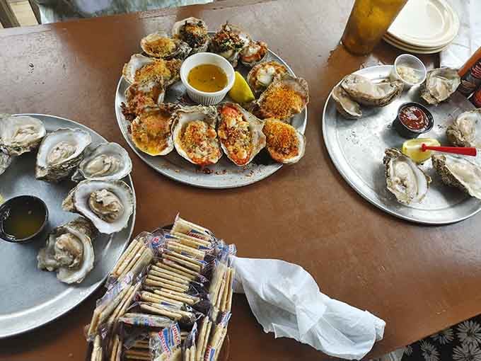 When your table looks like this, with oysters both raw and chargrilled, you know you've made excellent life decisions today.