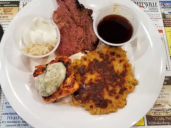 Prime rib so perfectly pink it should have its own Instagram account, served with au jus that's practically liquid gold.