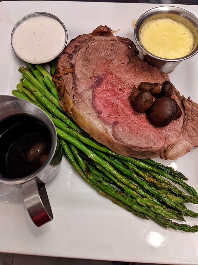 Behold the star of the show! This prime rib isn't just dinner; it's a masterclass in the art of patience and proper seasoning.