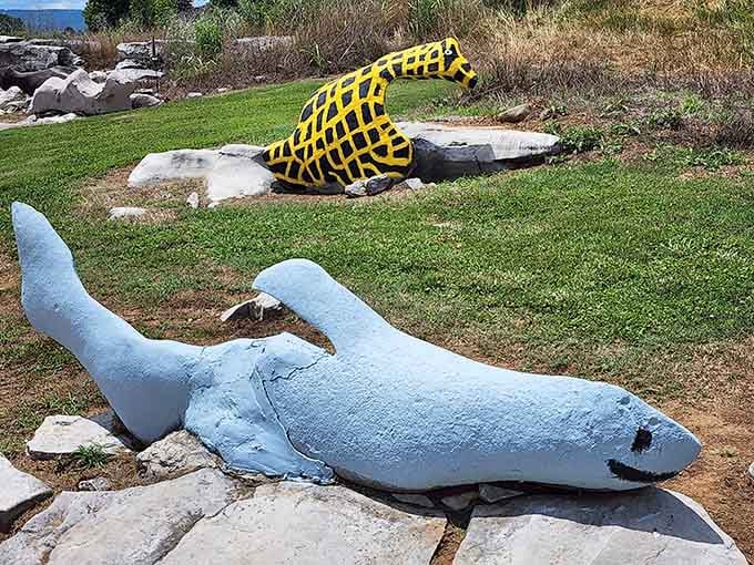 That giraffe's bold yellow pattern suggests someone really committed to the craft, one brushstroke at a time.