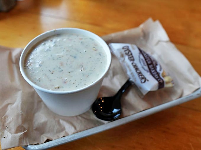 This isn't just chowder&mdash;it's a warm Alaskan hug in a cup, with chunks of smoked salmon swimming in creamy comfort.