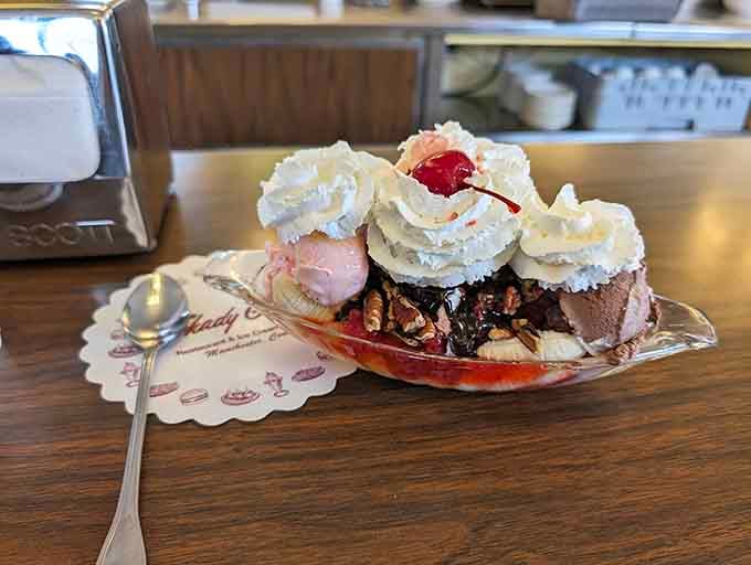 Three scoops of happiness crowned with real whipped cream, because sometimes more is actually more in the best way.