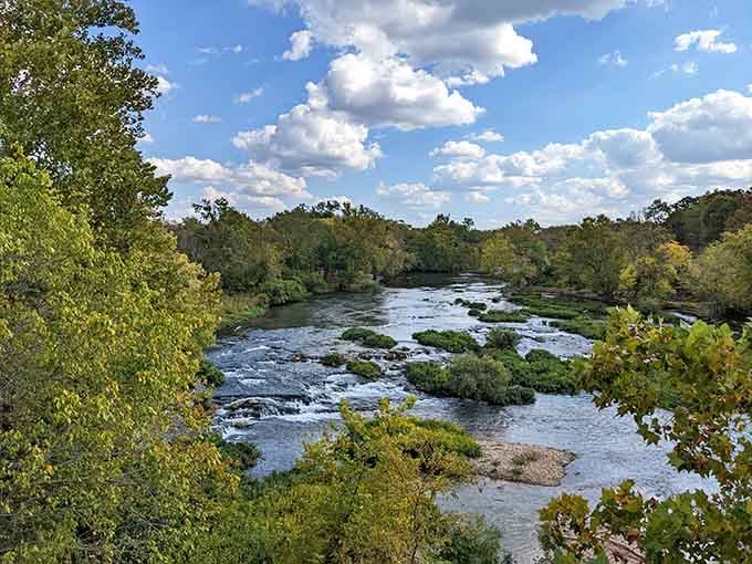 Shoal Creek winds its natural magic through Joplin like nature's answer to urban stress. Those rippling waters don't charge therapy rates!