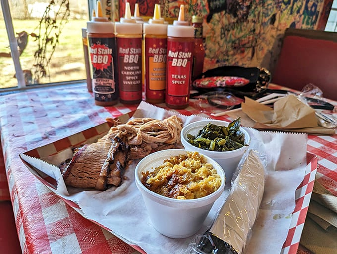 Brisket that doesn't just melt in your mouth&mdash;it starts a party there. Paired with mac and cheese and greens, it's the holy trinity of Southern comfort.