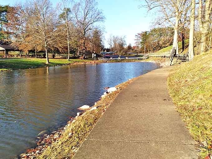 Tranquility has an address, and it's right here along this waterside path. Nature and urban planning shake hands in this peaceful corner of Parkersburg.