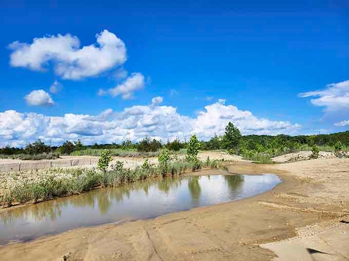 This tranquil shoreline proves you don't need an ocean to find your perfect beach day escape.