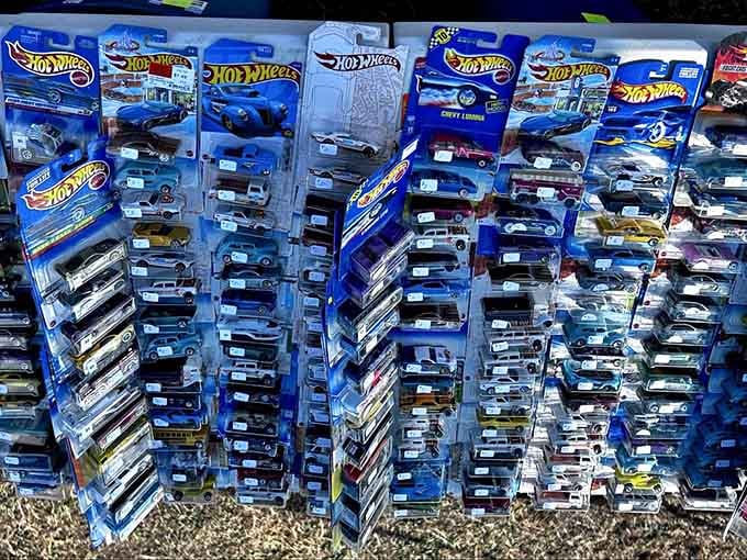 Hot Wheels collectors take their tiny cars seriously, and this wall of miniature automotive dreams proves they're not kidding around.