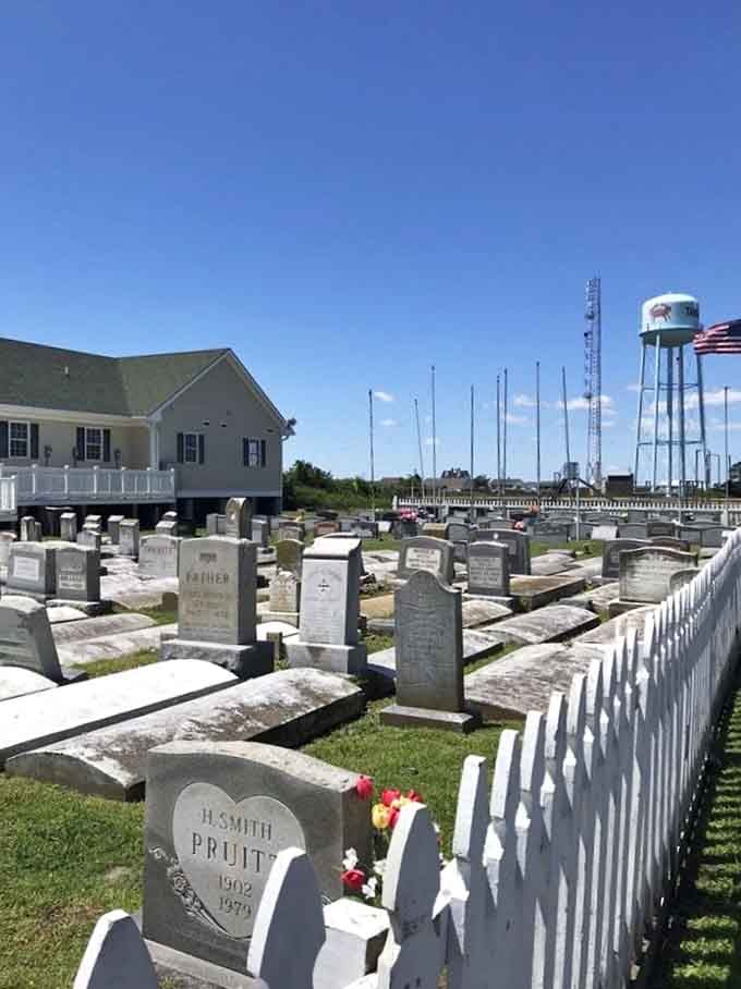 The island cemetery tells generations of stories, where families rest together just like they lived, side by side.