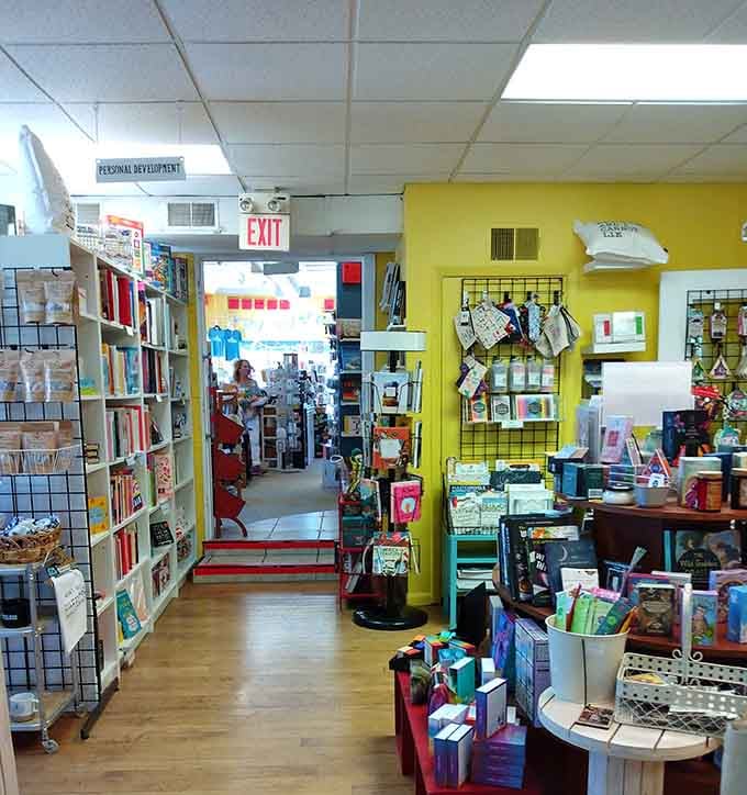 Bright yellow walls and cheerful displays prove that bookstores can be as vibrant as any modern boutique.