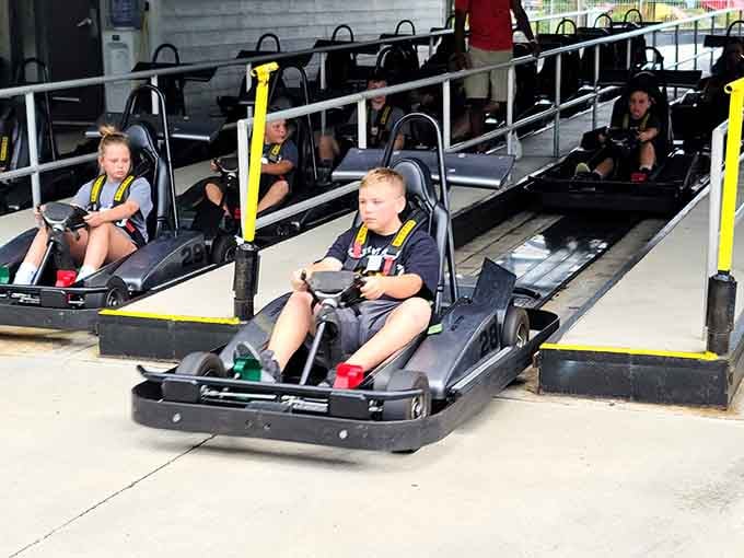Young racers lined up and ready to prove that size doesn't matter when you've got determination and a lead foot.