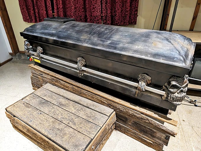 When your tour includes actual funeral equipment, you know you've committed to the full spooky experience here.