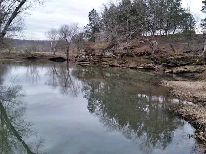 Thompson Ford's tranquil waters reflect the surrounding landscape, creating that perfect spot for contemplative fishing or just pretending to fish.