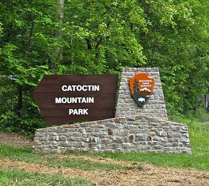 The entrance to Catoctin Mountain Park, where presidents escape and regular folks find their own version of peace.
