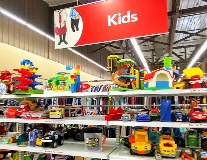Childhood joy doesn't require a hefty price tag, as evidenced by this colorful explosion of toys waiting for their second act.