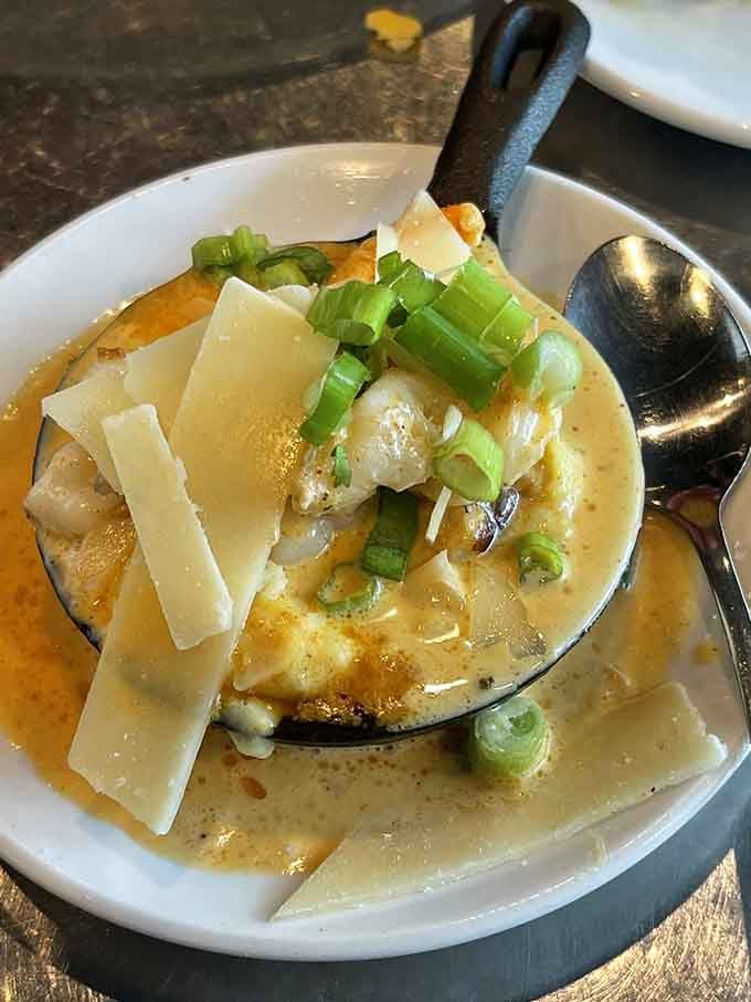 Four-cheese shrimp and grits that'll make you question every other version you've ever had in your life.