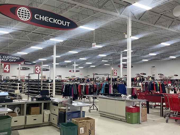 The checkout zone awaits your haul, where totals rarely cause the sticker shock of regular retail.
