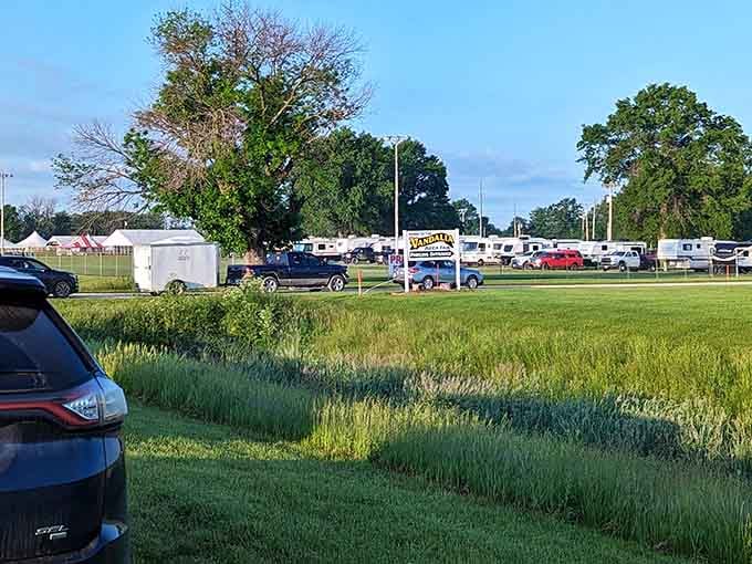 Community fairgrounds where locals gather for events that don't require advance tickets or a second mortgage to attend.
