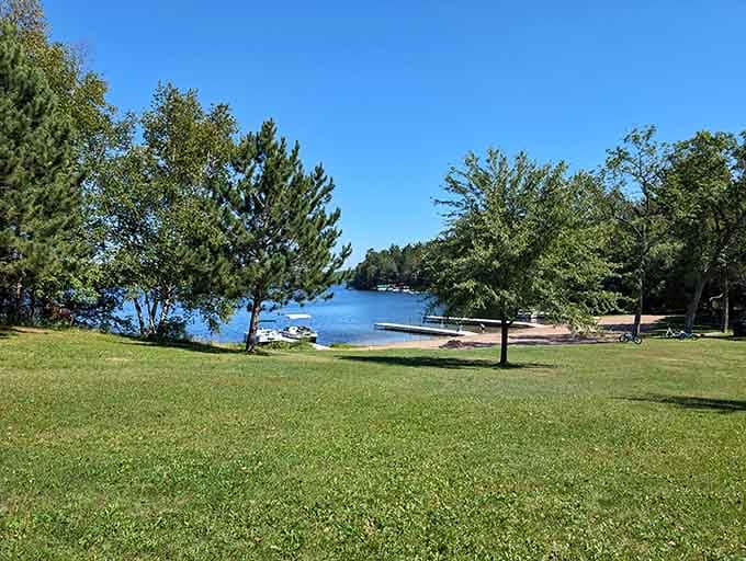 Veterans Park offers a serene lakeside retreat where the only urgency is deciding whether to nap under a pine or cast a line.