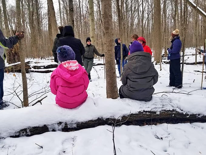 Winter explorers gathering knowledge in the snow &ndash; nature's classroom doesn't cancel for cold weather.