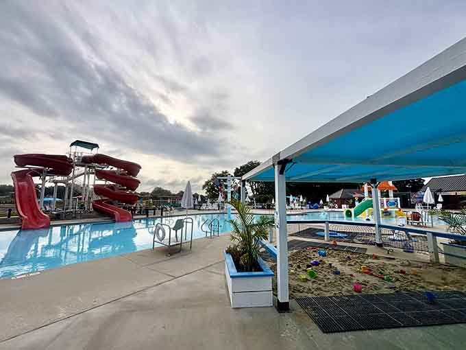 Summer evenings at the pool with twisting slides promise the kind of simple joy that never gets old.