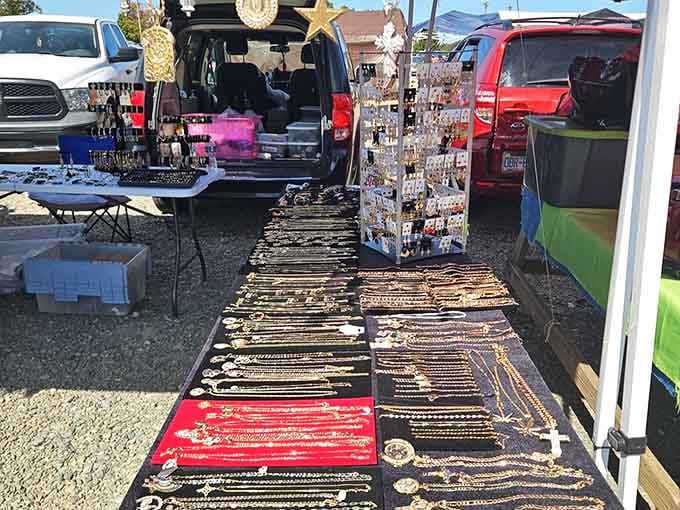 Jewelry displays that would make your grandmother stop and reminisce about her own collection from decades past, now yours to discover.