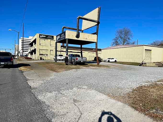 This roadside marvel towers over Anniston like furniture from a giant's corporate headquarters gone rogue.