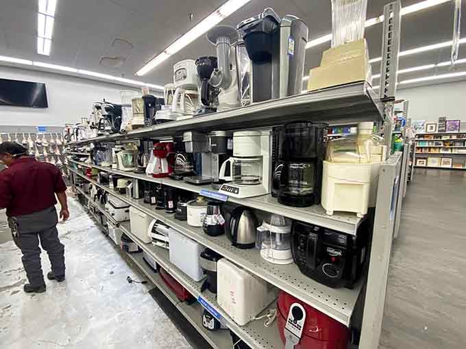 Coffee makers galore! The small appliance aisle is where kitchen dreams come true without the nightmare of retail prices.