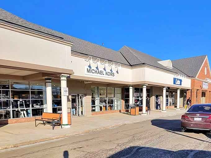 Multiple stores lined up like soldiers ready to serve your shopping needs, one discount at a time.