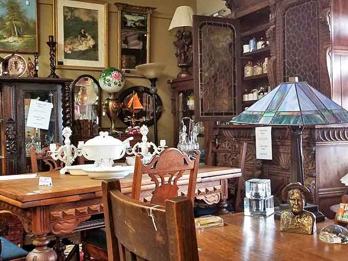 Elegant furniture pieces stand like silent witnesses to decades of Montana family gatherings, built when "lifetime warranty" actually meant something.