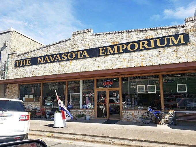 The Navasota Emporium promises treasures within its limestone walls, the kind of place where you might walk in for one thing and leave with stories to last a lifetime.