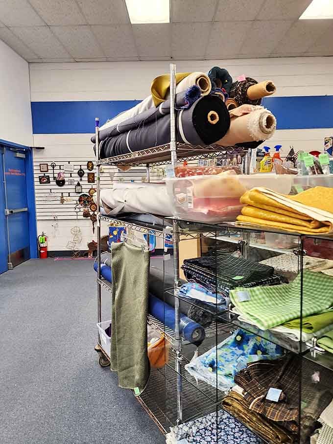 Fabric heaven for crafters! Enough material here to clothe a small village or finally finish that quilt you've been "planning" since 2010.