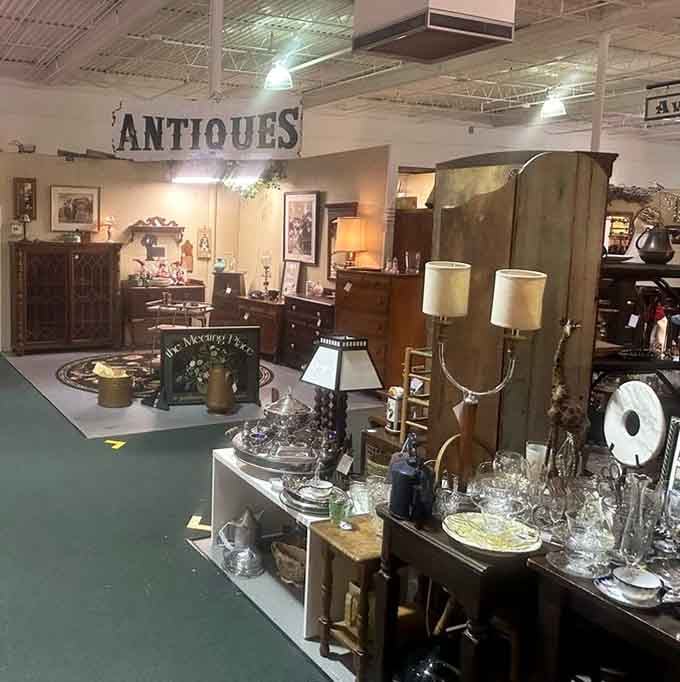 Furniture displays create room-like vignettes that whisper, "Your living room could look this interesting." Grandma's china cabinet never looked so tempting.