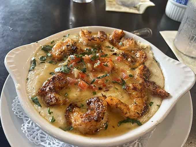 Shrimp and grits that could make a Southerner weep with joy&mdash;plump shrimp nestled in creamy cheese grits with a sauce worth bottling.