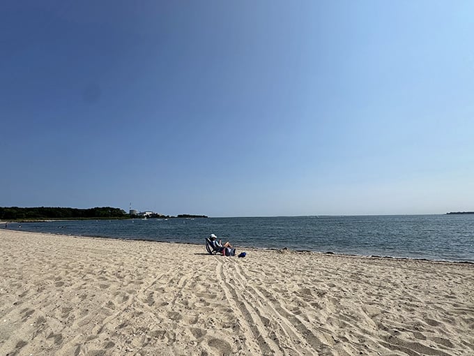 Solitude with a view. Sometimes the best beach day is one where you can hear yourself think over the gentle lapping waves.
