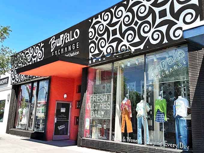 Buffalo Exchange's bold black and red exterior screams "fashion-forward" rather than "secondhand store."