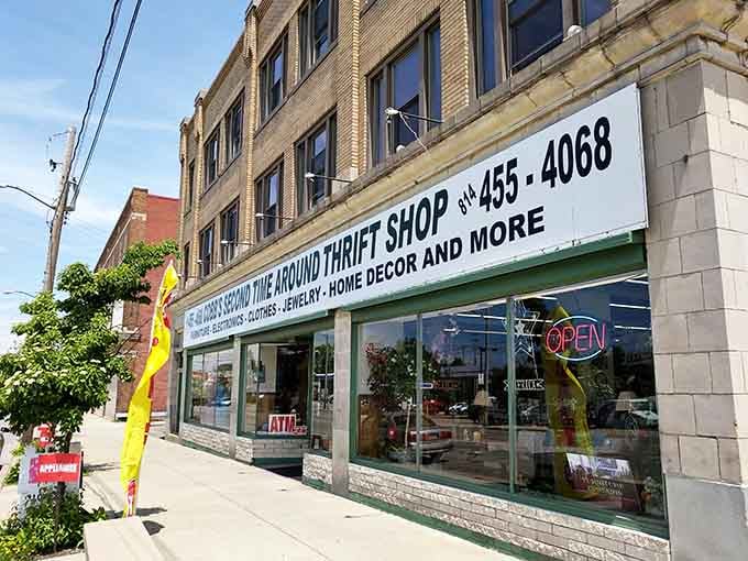 This classic storefront stretches along the street like something from a Norman Rockwell painting, full of possibility and character.