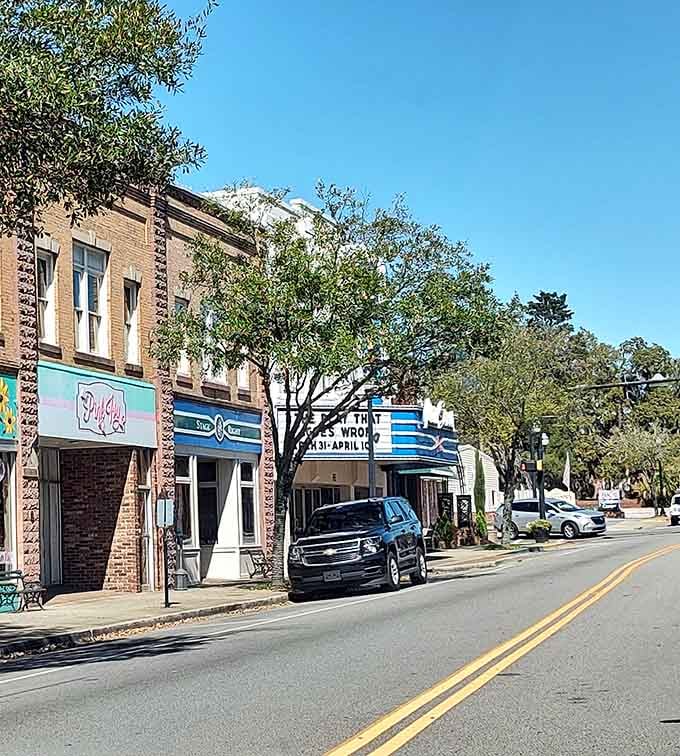 Tree-lined sidewalks invite leisurely strolls where the journey matters more than any particular destination you might choose.