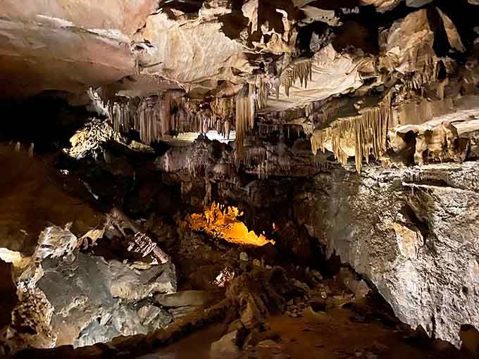Underground pools mirror the ceiling perfectly, doubling the beauty like nature installed her own fancy mirrors down here.