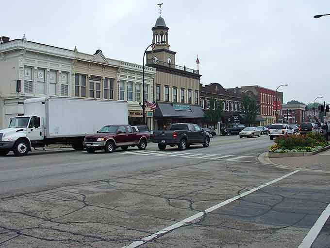 Geneva's storefronts line up along the street like a welcoming committee made of brick and mortar.