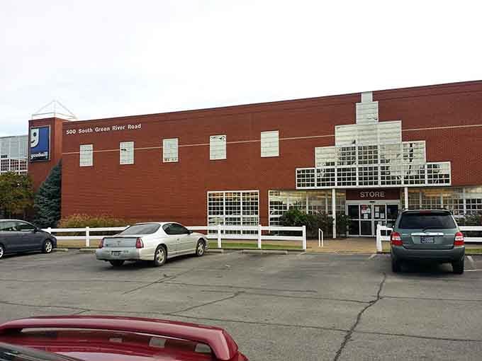 This distinctive brick building with its creative glass block design makes thrift shopping feel like visiting an art gallery.