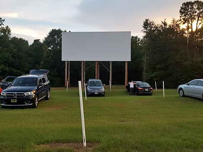That classic white screen rising above the tree line is your portal to movie magic from the driver's seat.