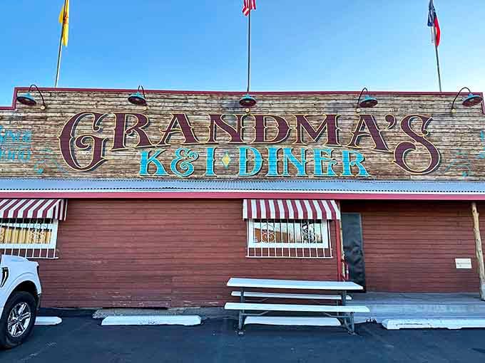 Grandma's K&I Diner proudly flies its flags high above a building that's seen generations of hungry Albuquerque locals.