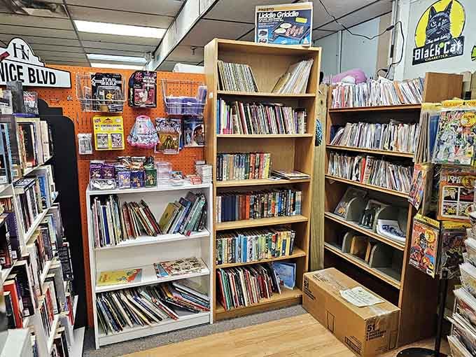 Remember Blockbuster nights? These shelves overflow with DVDs and books that'll keep you entertained for months ahead.