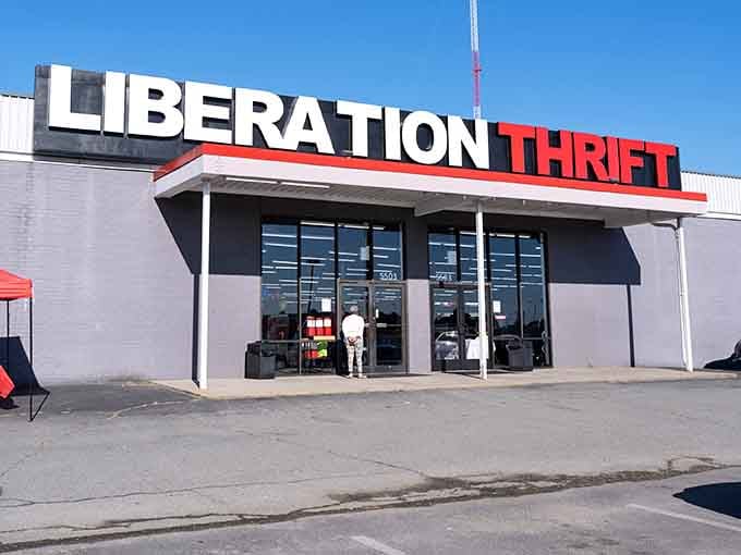 Bold black and red signage creates a striking contrast that catches your eye from blocks away.