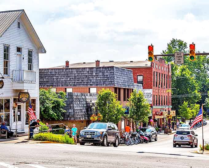 Brown County's artistic heart beats strongest on these tree-lined streets filled with creative energy and wonder.
