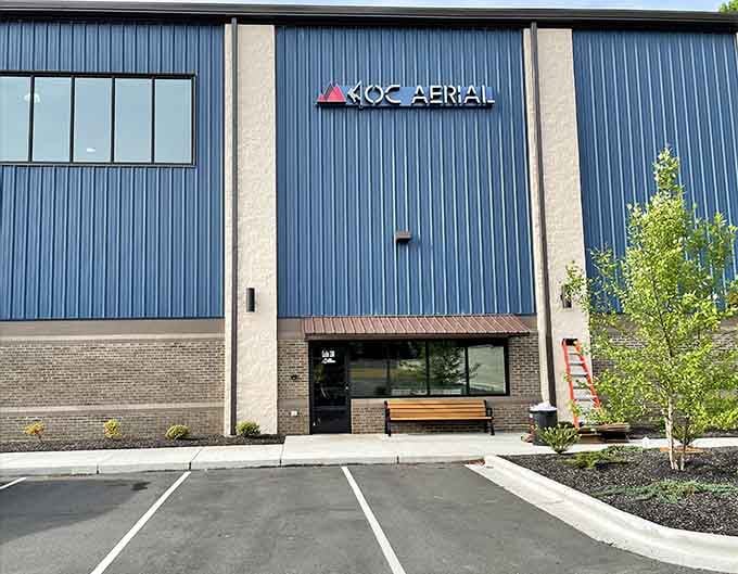 OC Aerial's modern facade hints at the climbing adventures and aerial courses that await beyond those clean glass doors.