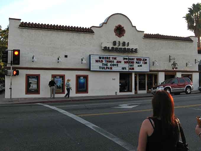 The Ojai Playhouse stands proud in classic Spanish Revival style, ready for its close-up any day.