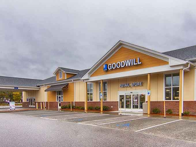 That cheerful yellow exterior radiates warmth like sunshine on a perfect thrifting day ahead.