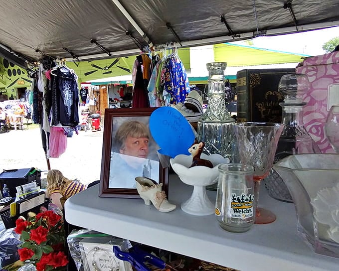 When vintage glassware meets quirky portraits and old milk bottles, you know you've entered the wonderfully weird zone.