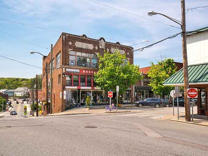 Downtown storefronts line up like a Main Street USA exhibit, where brick buildings hold treasures from decades past.